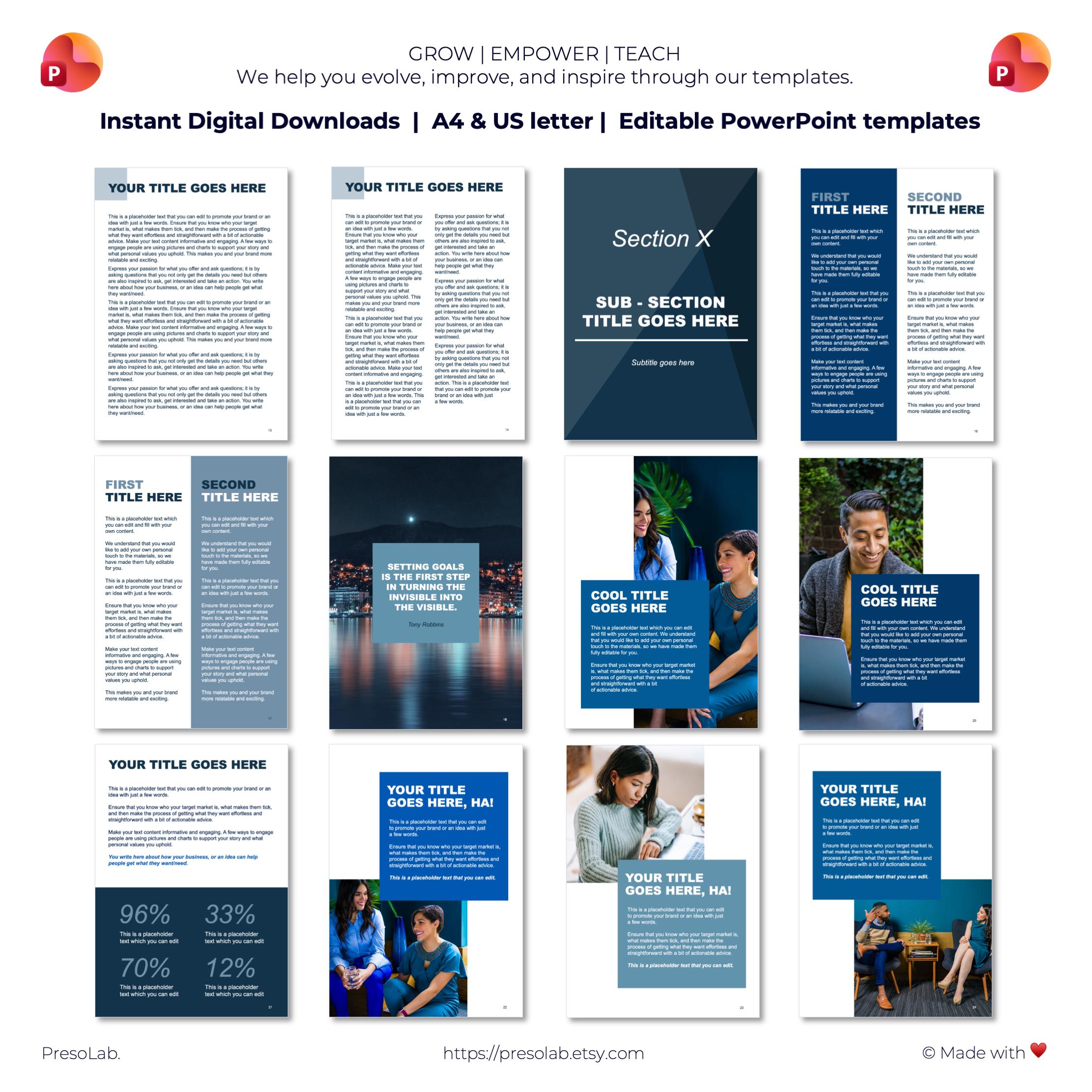 POWERPOINT BOOKLET TEMPLATE – Instant Digital Editable Download – Make ...