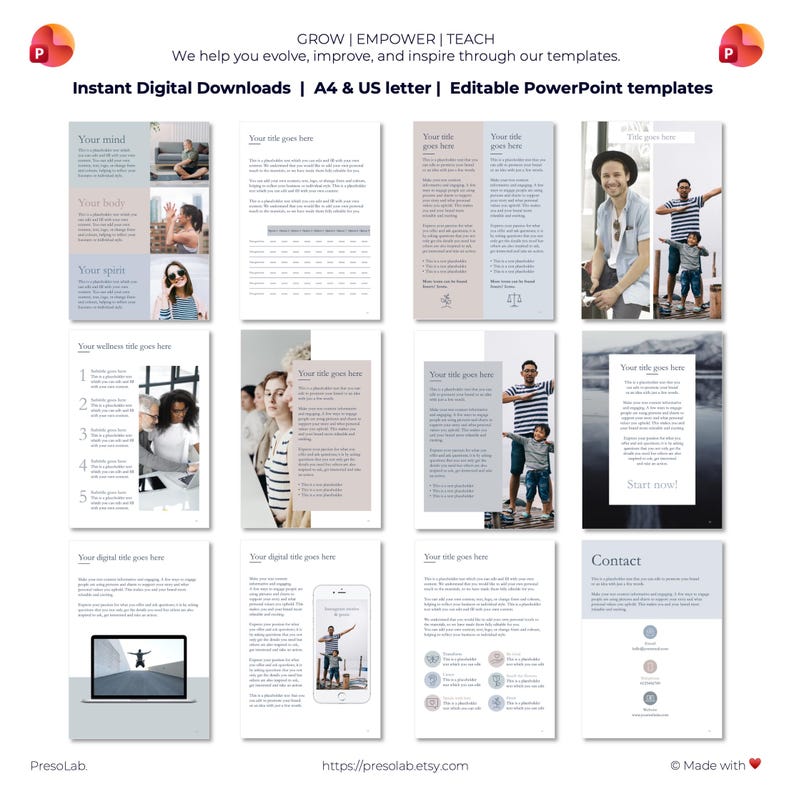 POWERPOINT BOOKLET TEMPLATE – Instant Digital Editable Download ...