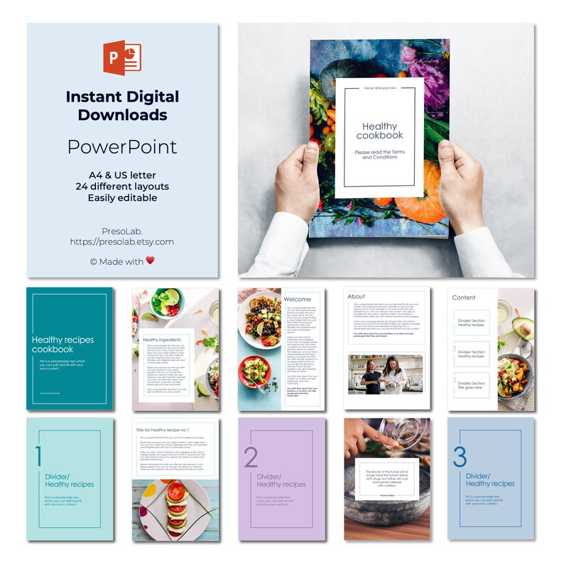 POWERPOINT RECIPES TEMPLATE – Instant Digital Editable Download ...
