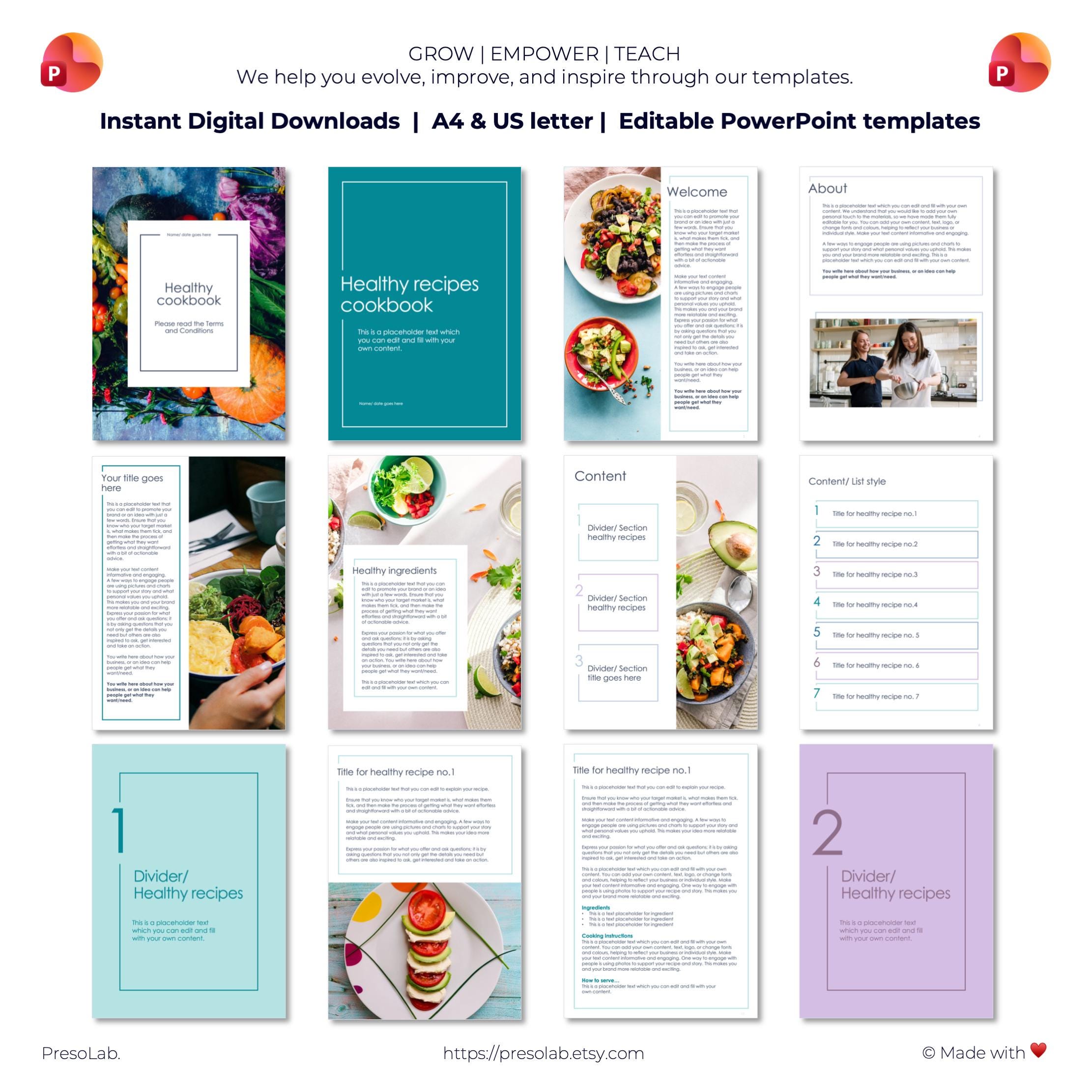 POWERPOINT RECIPES TEMPLATE – Instant Digital Editable Download ...