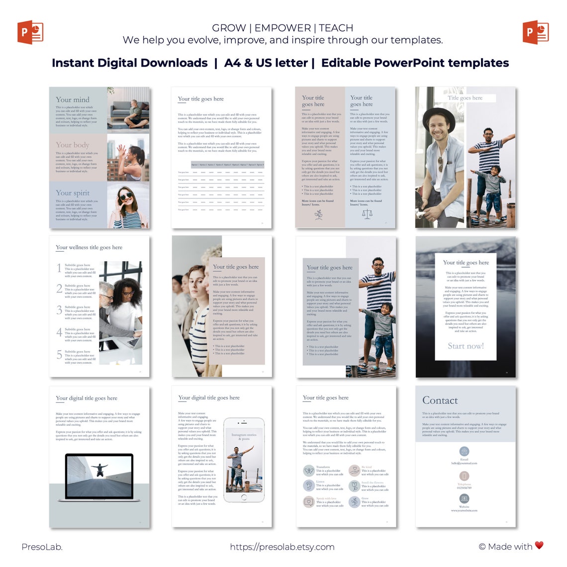 POWERPOINT BOOKLET TEMPLATE – Instant Digital Editable Download ...