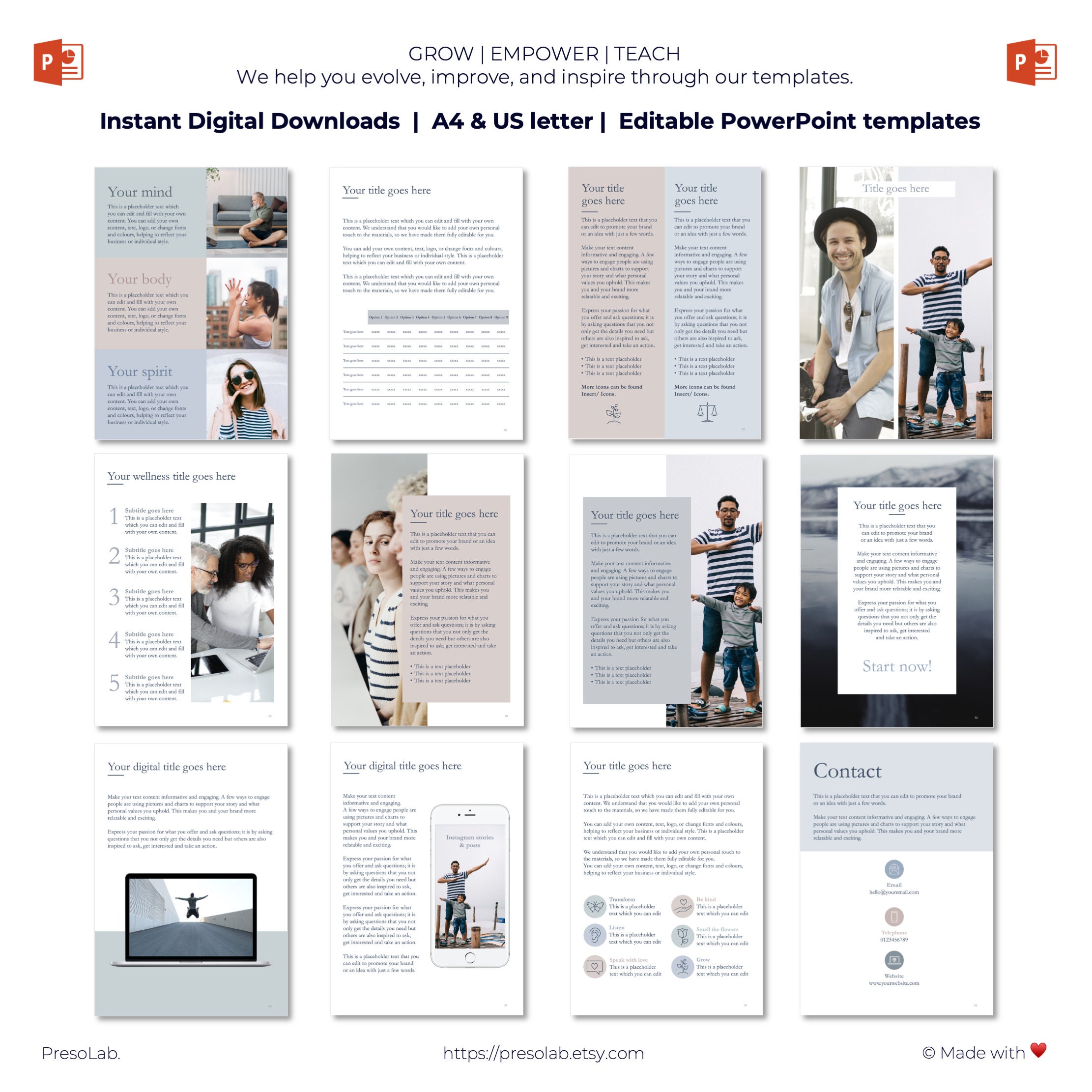 POWERPOINT BOOKLET TEMPLATE – Instant Digital Editable Download ...
