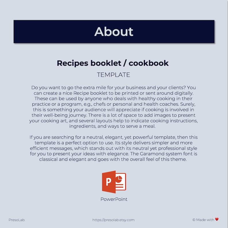 POWERPOINT RECIPES TEMPLATE – Instant Digital Editable Download ...
