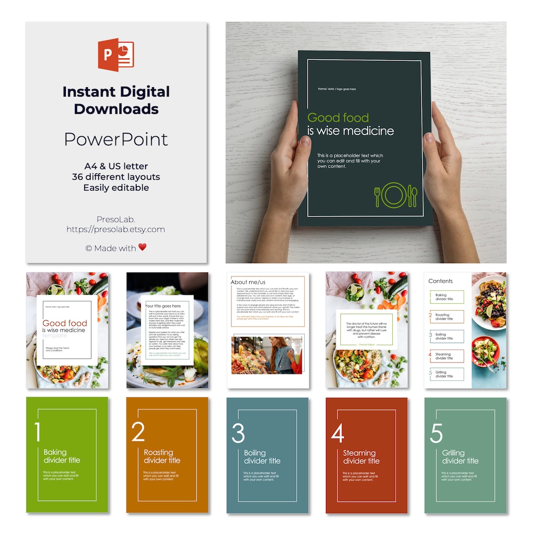 POWERPOINT BOOKLET TEMPLATE Instant Digital Editable Download Good Food ...