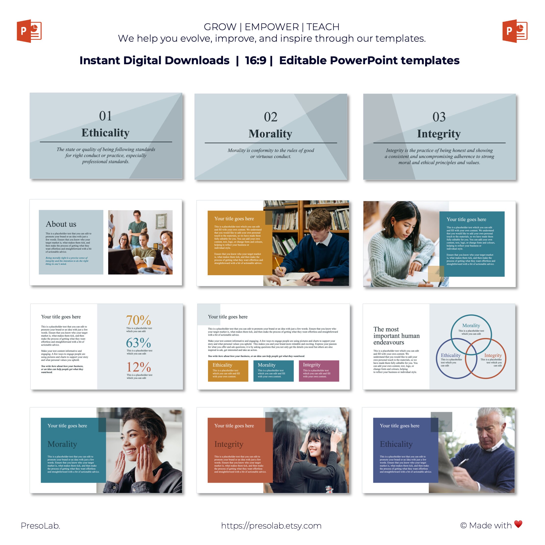 POWERPOINT PRESENTATION TEMPLATE Instant Digital Editable Download ...