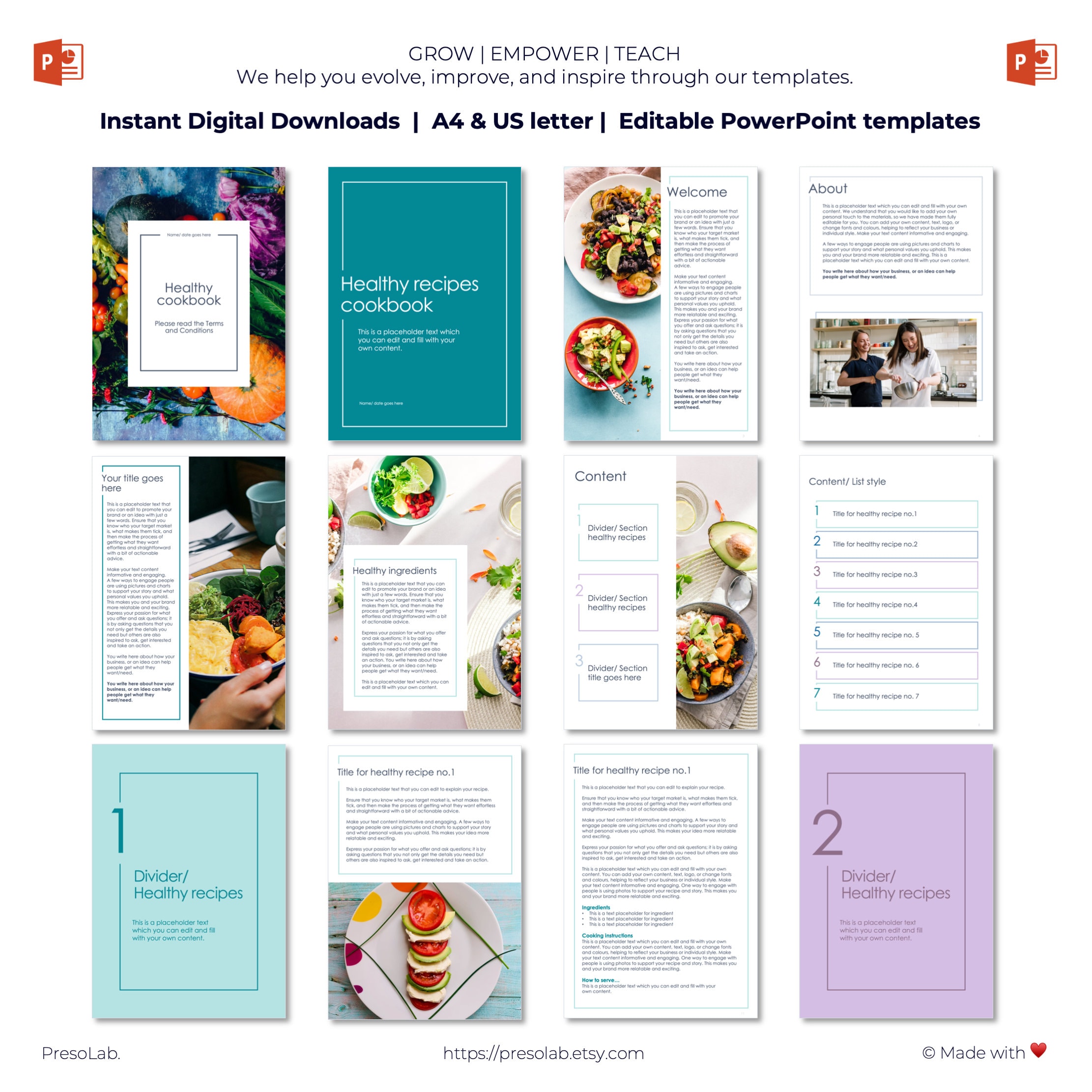 POWERPOINT RECIPES TEMPLATE – Instant Digital Editable Download ...