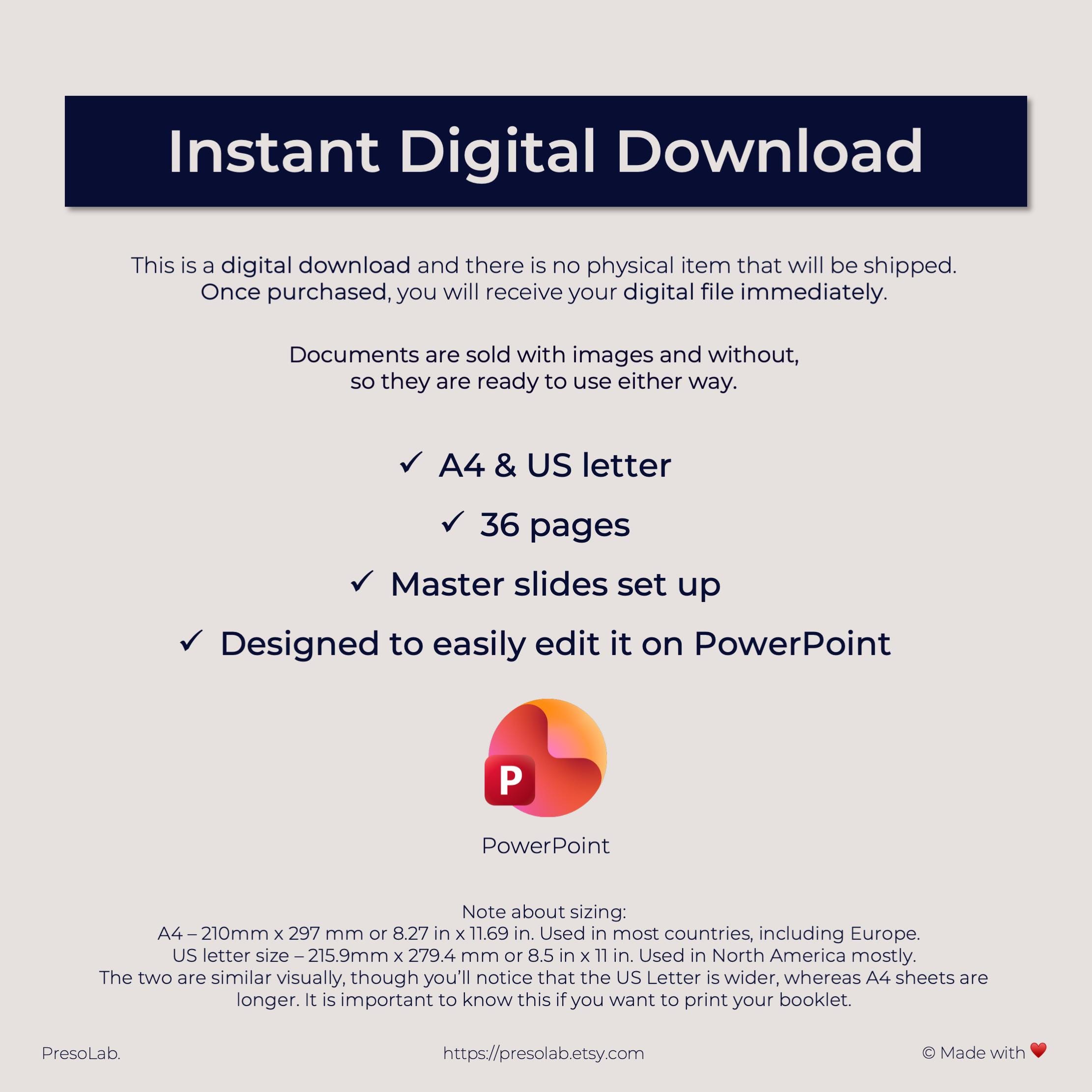 POWERPOINT BOOKLET TEMPLATE – Instant Digital Editable Download ...