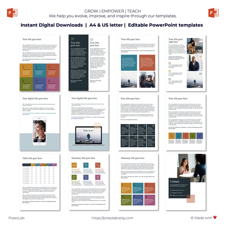 POWERPOINT BOOKLET TEMPLATE – Instant Digital Editable Download ...
