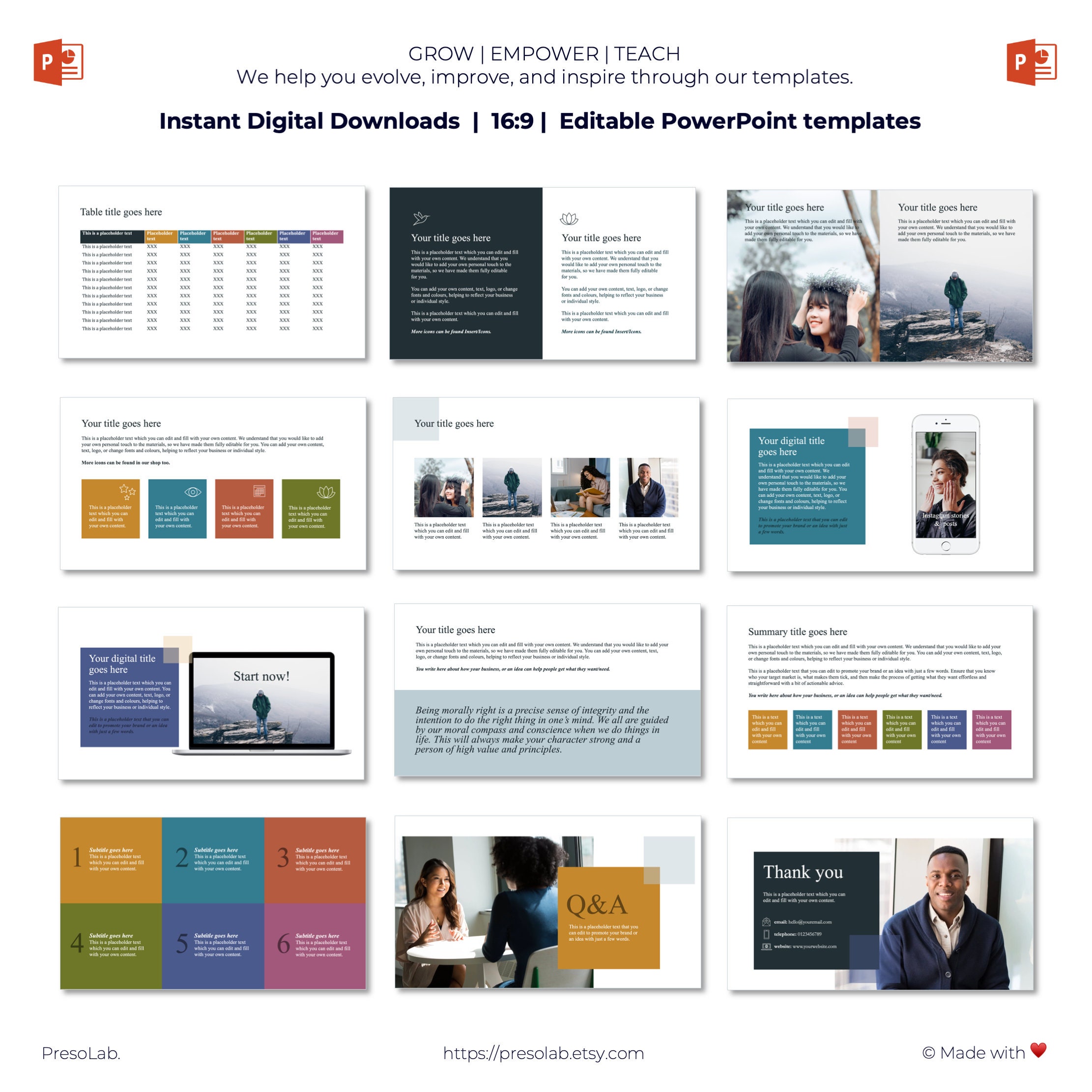 POWERPOINT PRESENTATION TEMPLATE Instant Digital Editable Download ...