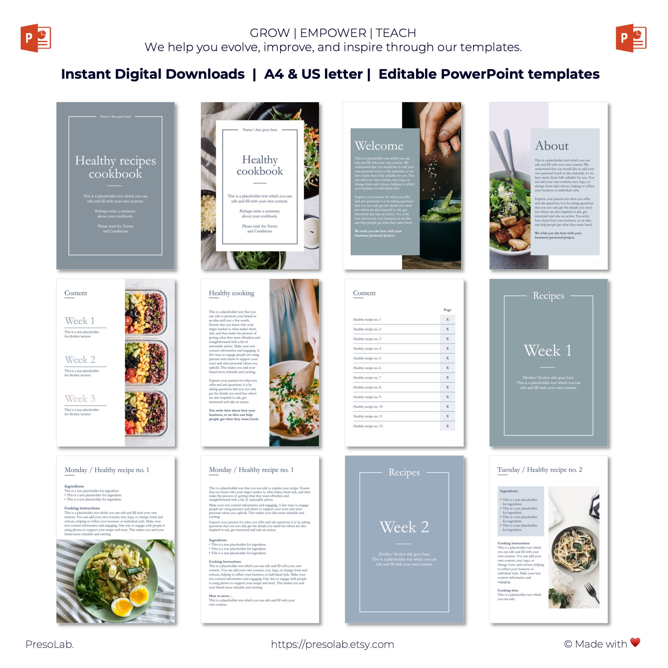 POWERPOINT RECIPES TEMPLATE – Instant Digital Editable Download ...