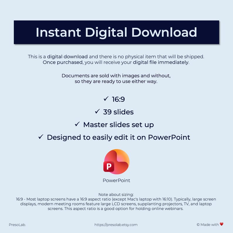 POWERPOINT PRESENTATION TEMPLATE – Instant Digital Editable Download ...