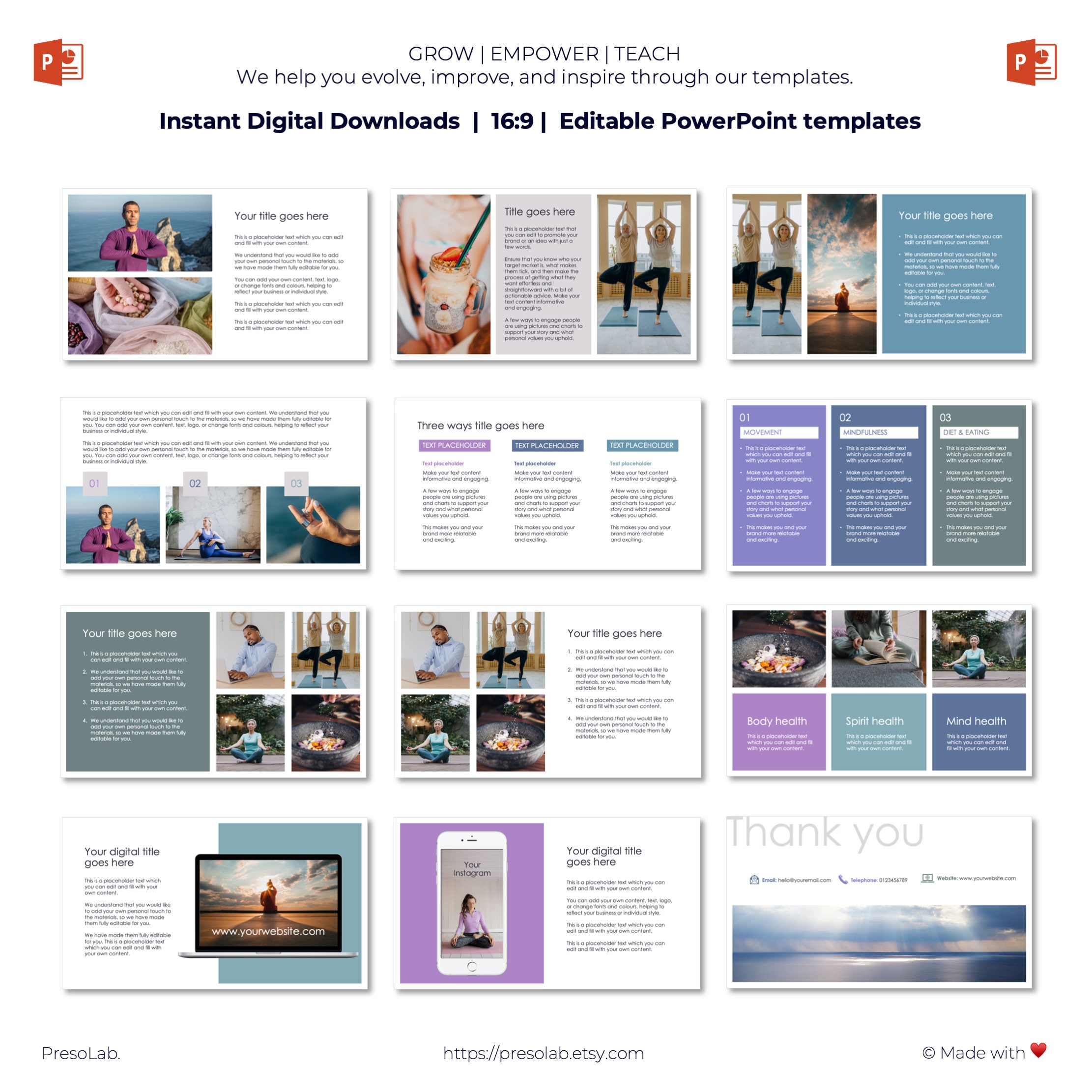 POWERPOINT PRESENTATION TEMPLATE – Instant Digital Editable Download ...
