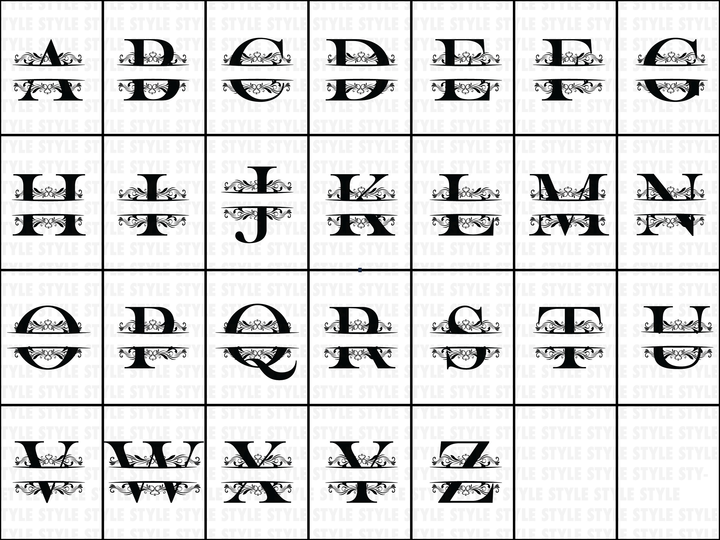 Split Monogram SVG, Serif Embroidery Font, Fancy Letters Font, Last ...