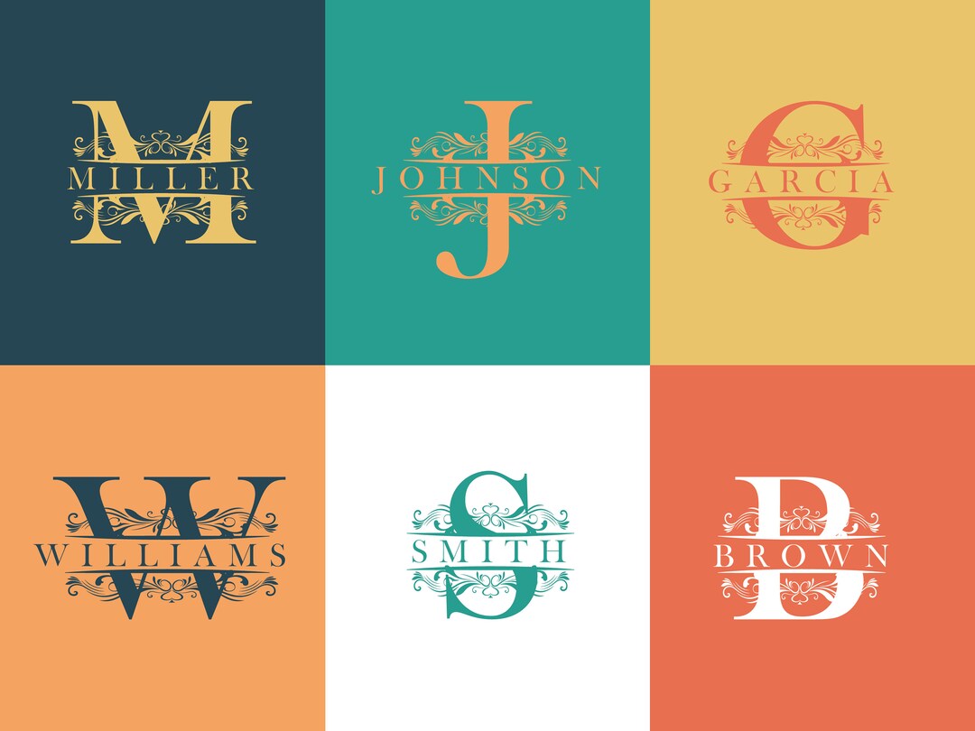 Split Monogram SVG, Serif Embroidery Font, Fancy Letters Font, Last ...