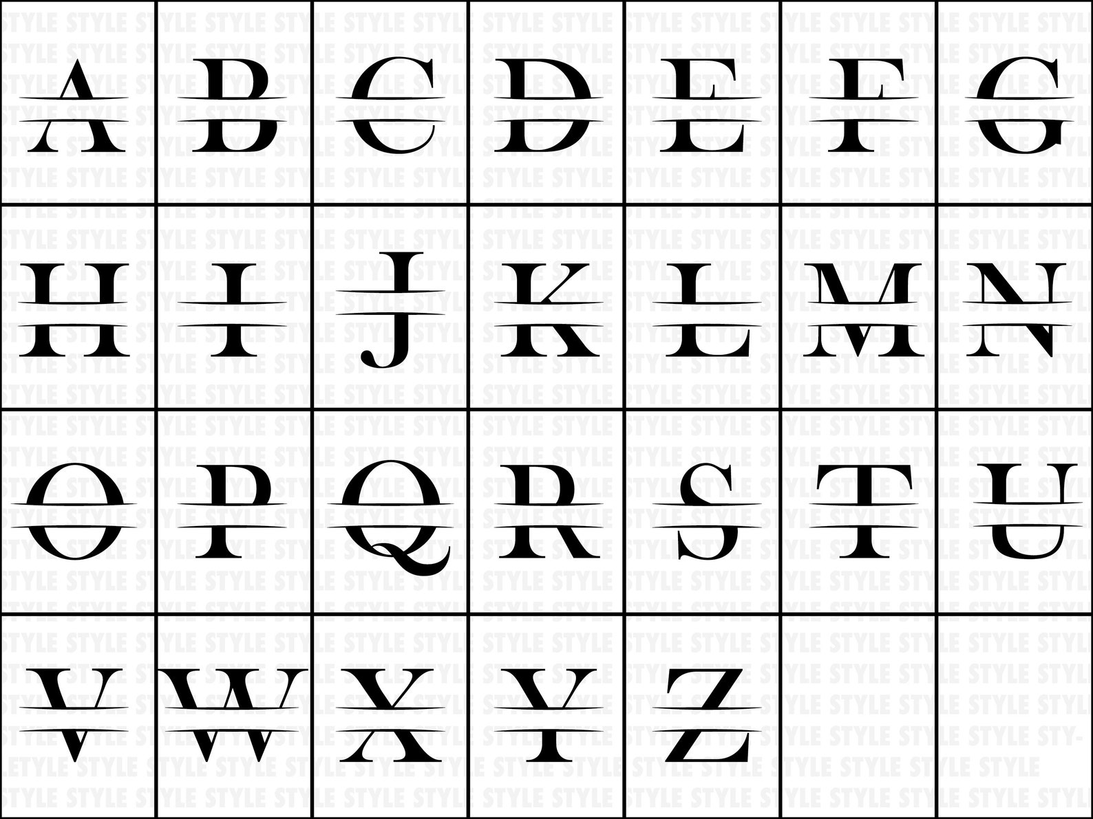 Split Monogram SVG, Serif Embroidery Font, Fancy Letters Font, Last ...