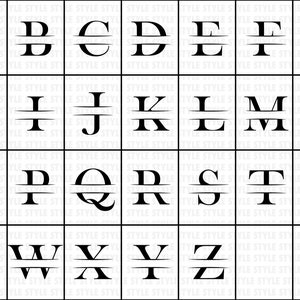 Split Monogram SVG, Serif Embroidery Font, Fancy Letters Font, Last ...