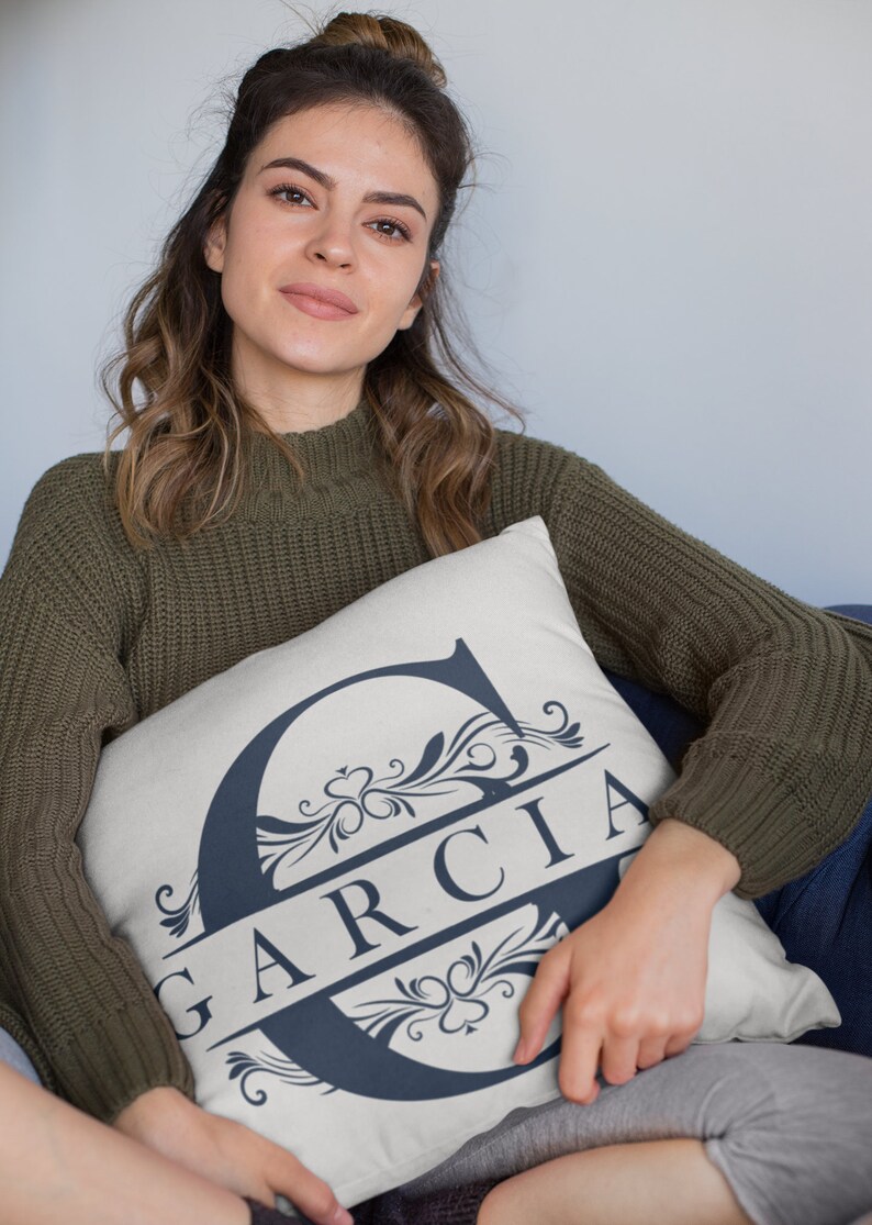 Split Monogram SVG, Serif Embroidery Font, Fancy Letters Font, Last ...