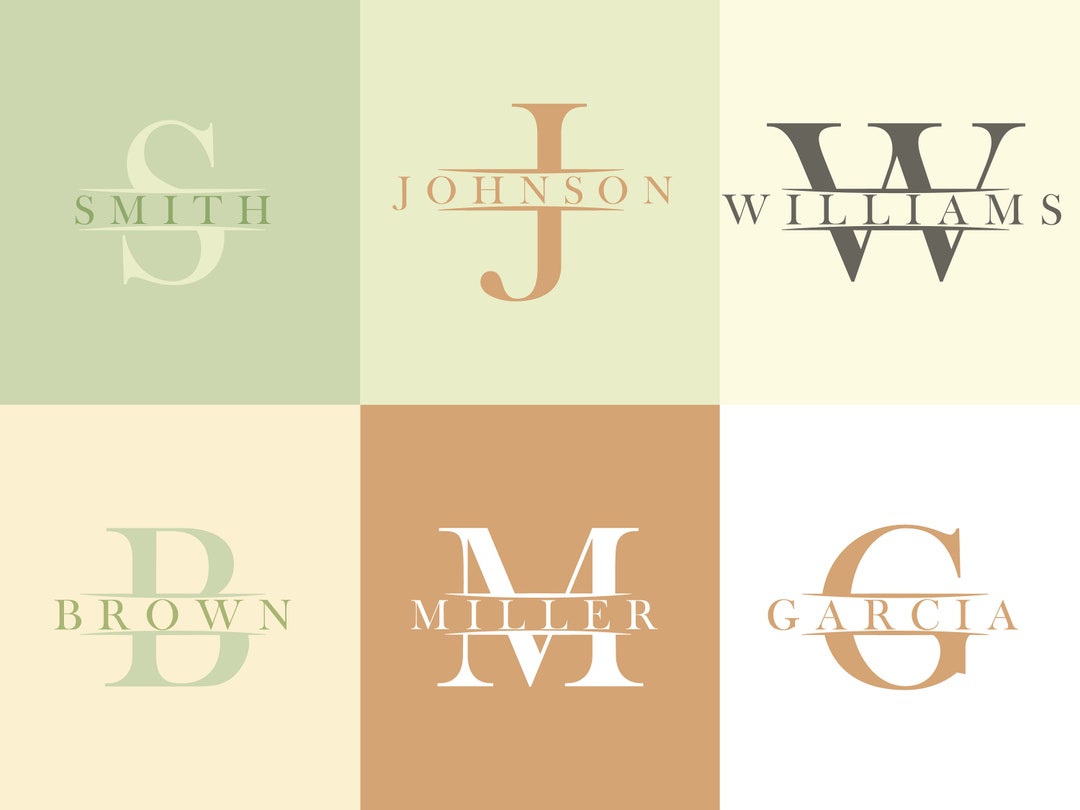 Split Monogram SVG, Serif Embroidery Font, Fancy Letters Font, Last ...