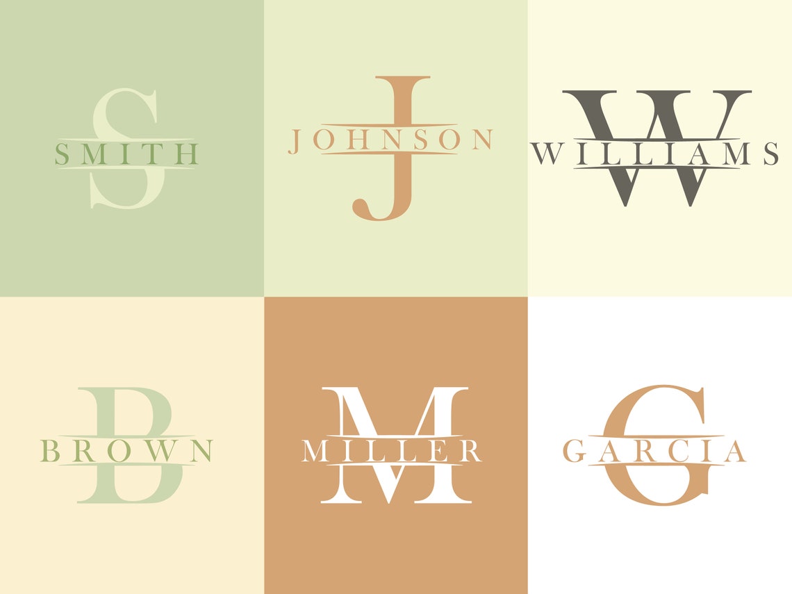 Split Monogram SVG, Serif Embroidery Font, Fancy Letters Font, Last ...