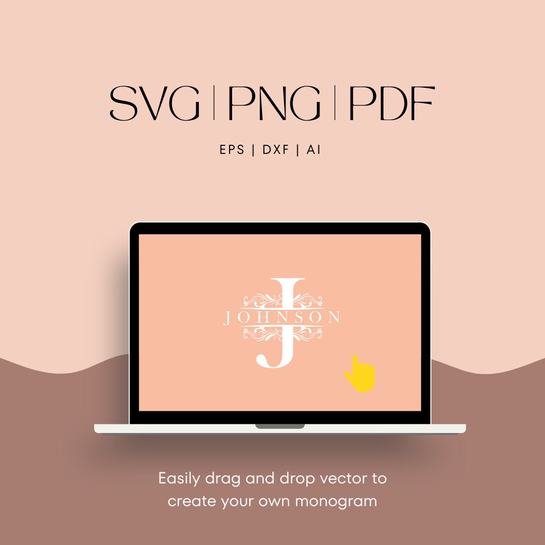 Split Monogram SVG, Serif Embroidery Font, Fancy Letters Font, Last ...