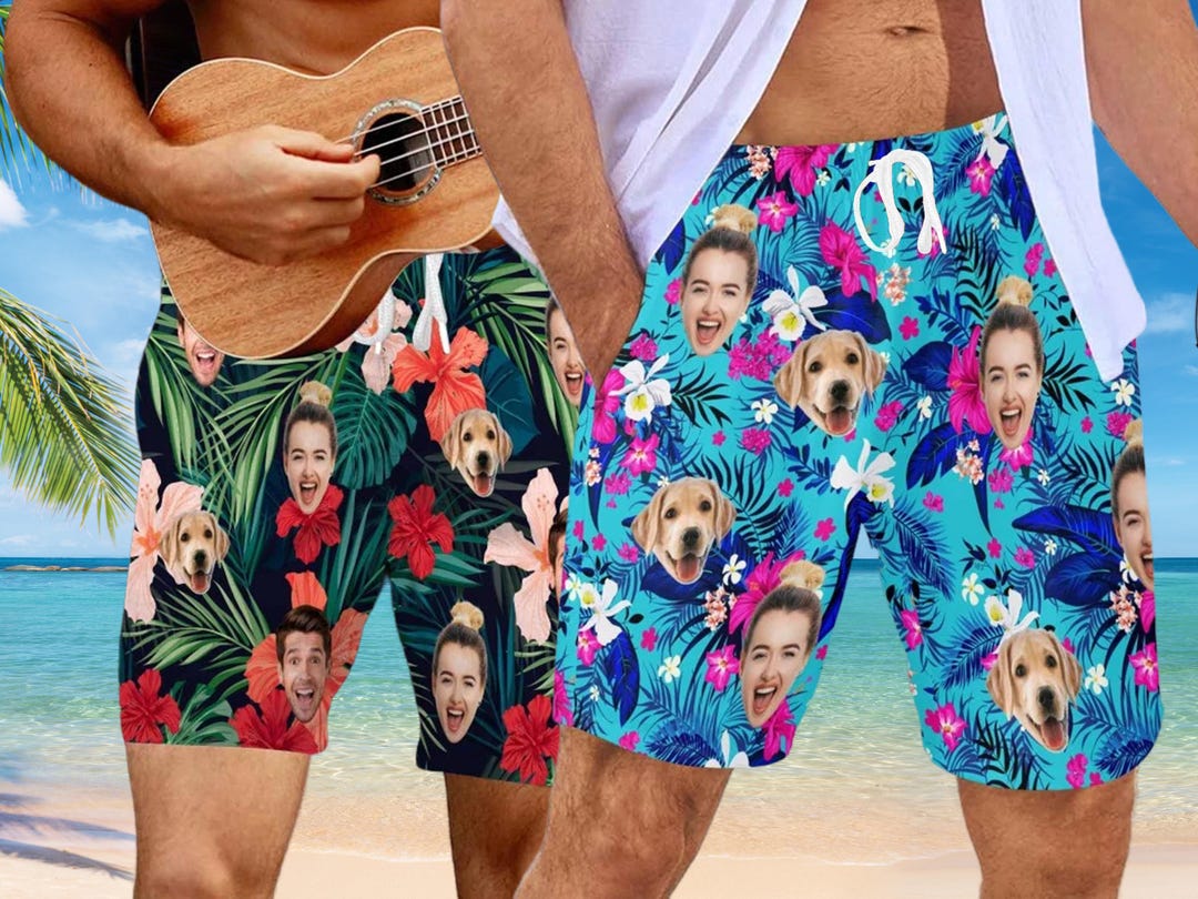 Custom Face Swim Trunks: Personalized Photo Hawaiian Beach Shorts - Etsy