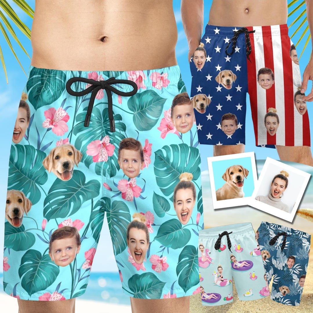 Personalized Face Swim Trunks: Custom Men's Bathing Suit, Father's Day ...
