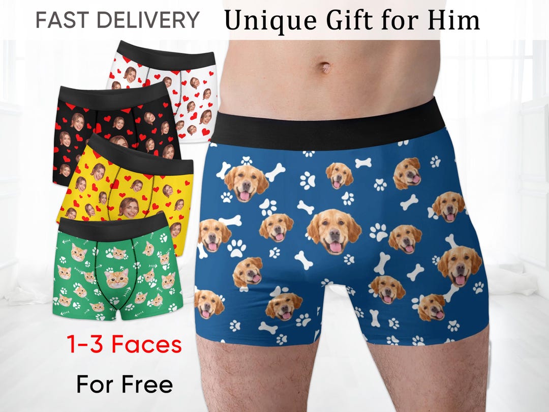 Custom Pet Face Boxers, Personalized Photo Underwear for Men, Valentine ...