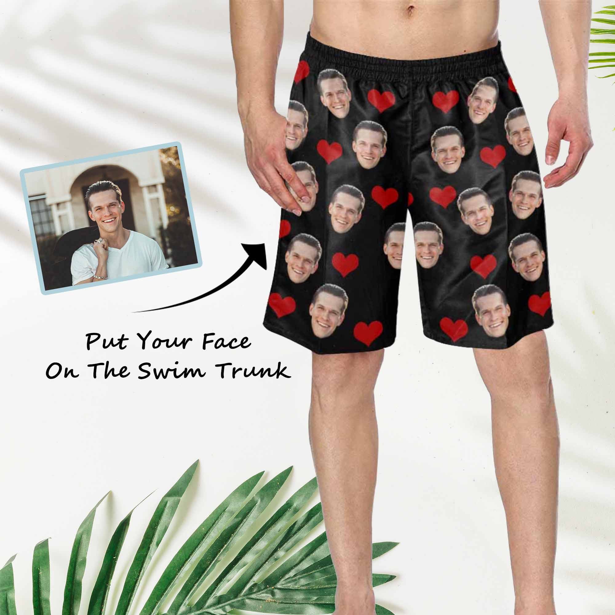 Custom Face Swim Trunk For Man, Personalized Swim Shorts With Photos ...