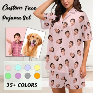 Custom Face Pajamas Set for Women Men, Couple Mathcing Pajamas ...