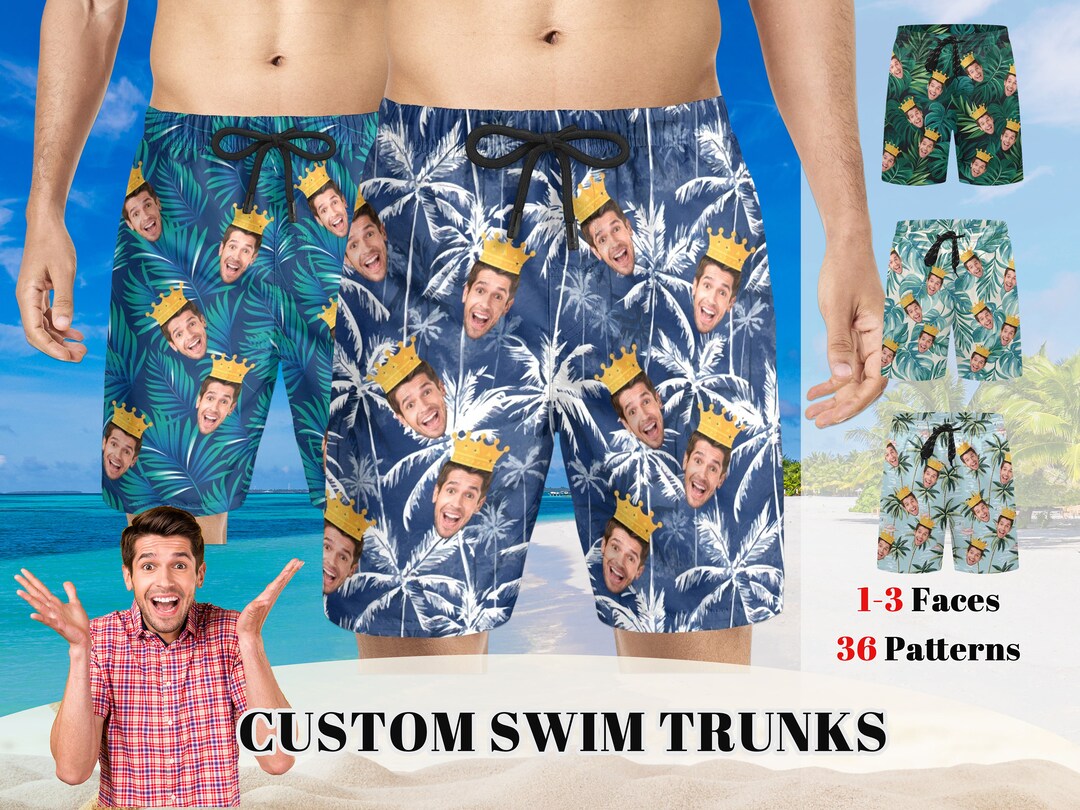 Custom Face Man Swimtrunks, Personalized Face on Beach Shorts,custom ...