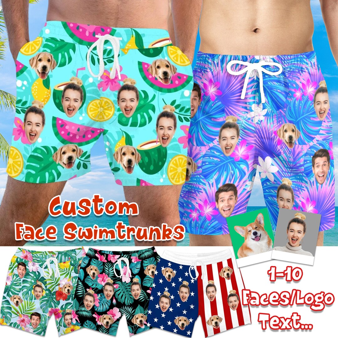 Custom Face Swimwear for Men,personalized Men Bathing Suit,face on Surf ...