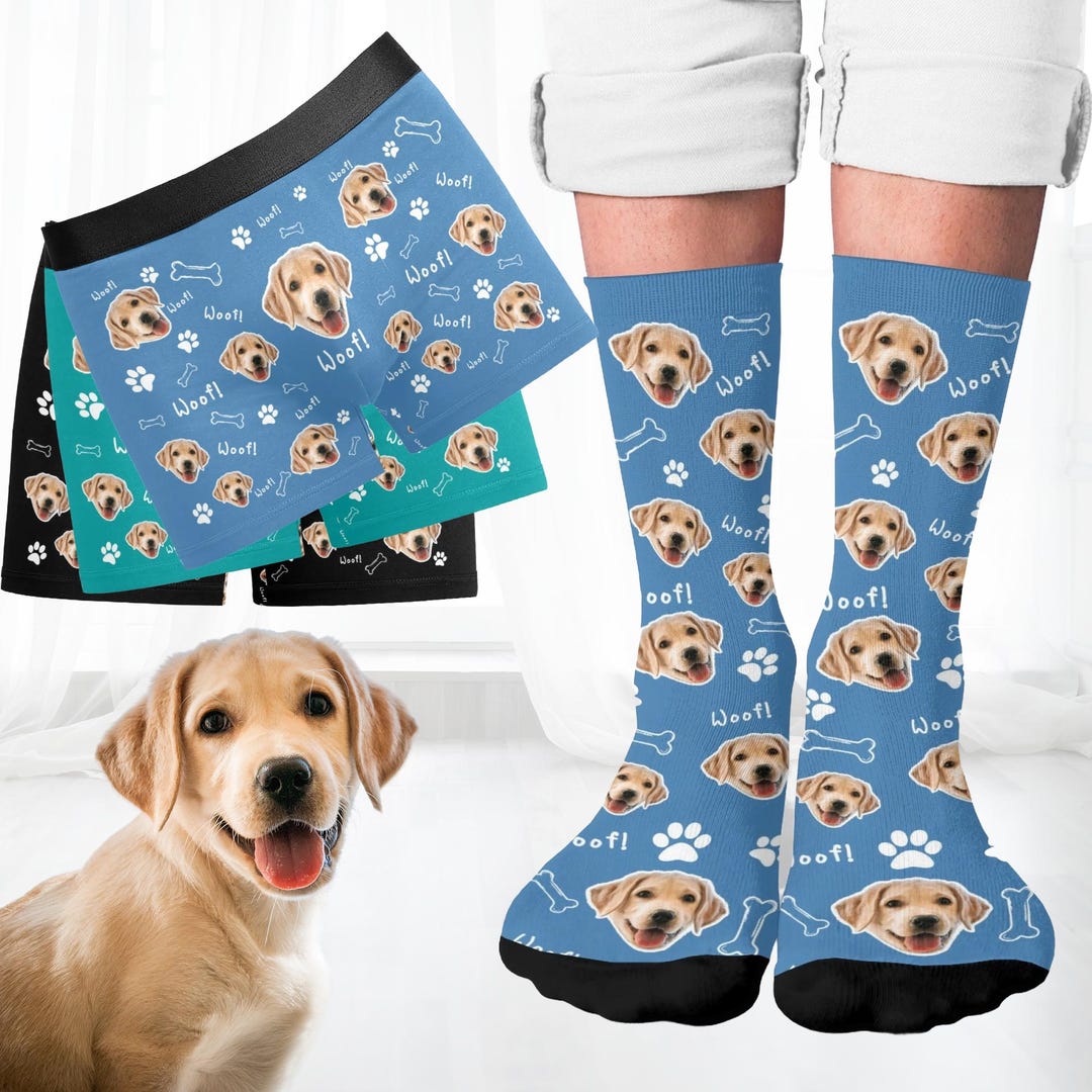 Personalized Pet Face Boxers and Socks: Custom Photo Gift - Etsy