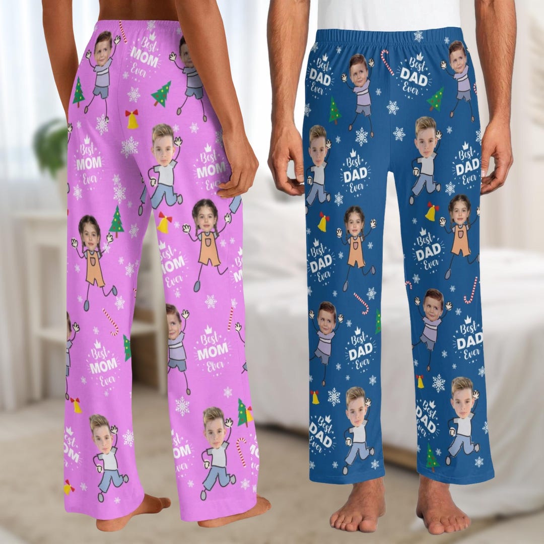 BEST DAD EVER Pajama Pants With Faces,custom Photo Face Pajamas ...