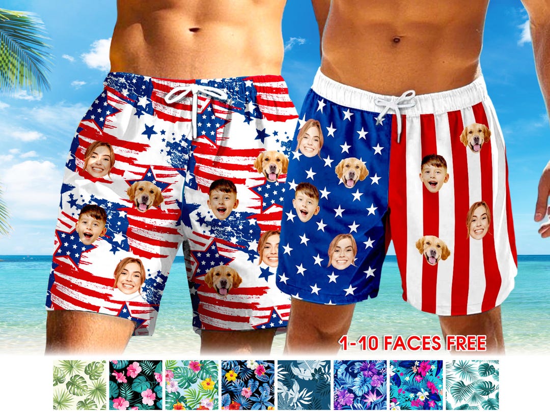 Custom American Flag Swim Trunk,custom Face Swimwear for Men,custom ...