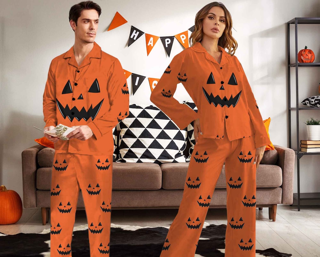 Customized Halloween Pajama Set: Ghost Face Pattern, Personalized Name ...