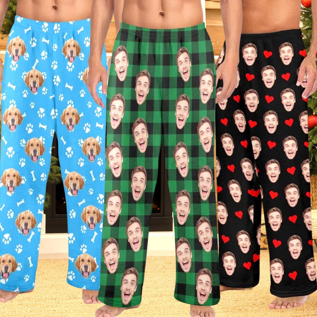 Custom Face Flannel Pajama Pants, Personalized Photo Coral Fleece ...