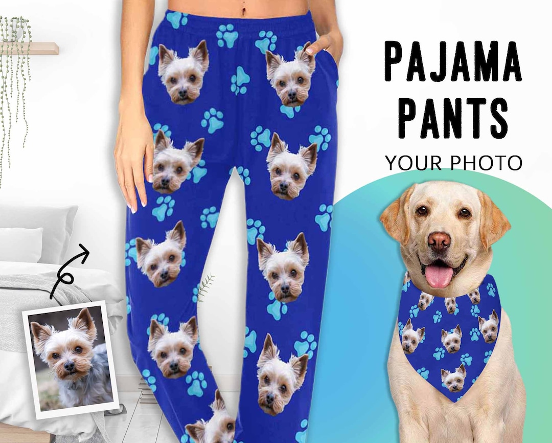Custom Dog Face Pajama Pants for Men and Women, Personalized Dog Photo ...