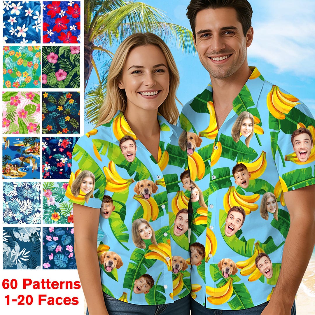 Custom Hawaiian Shirts With Face, Personalized Face Banana Print ...