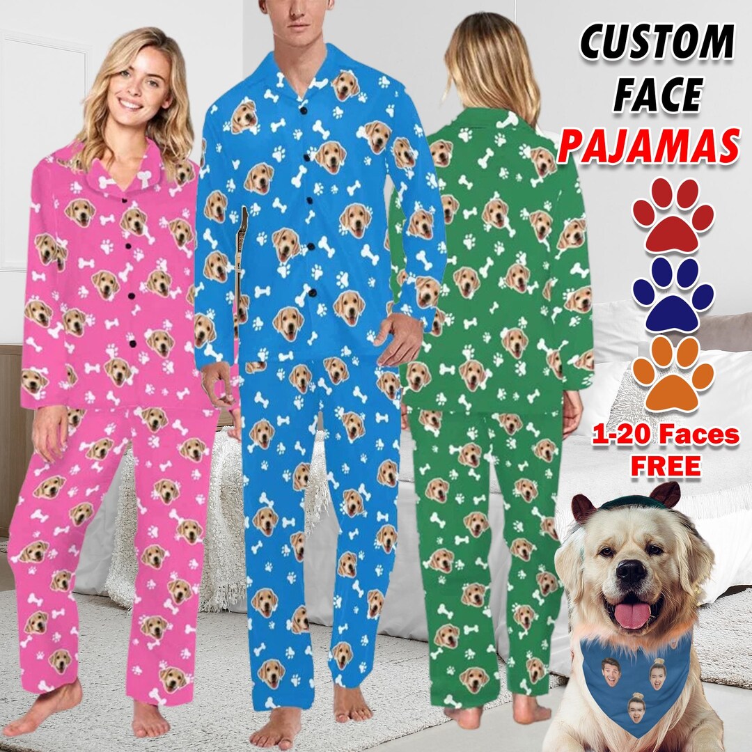 Custom Pajamas Dog Face for Family,personalized Dog Face Pajama Set ...