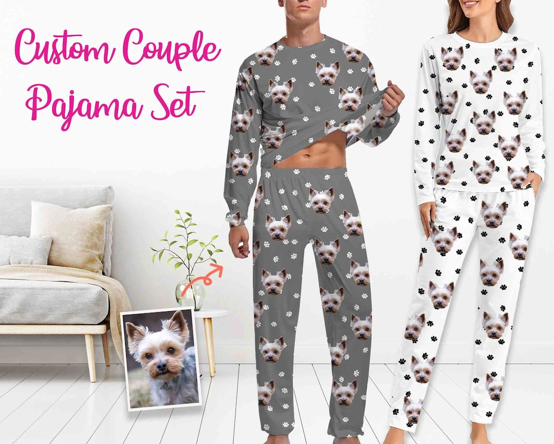 Custom Pet Face Pajama Set: Personalized Couple Pajamas - Etsy