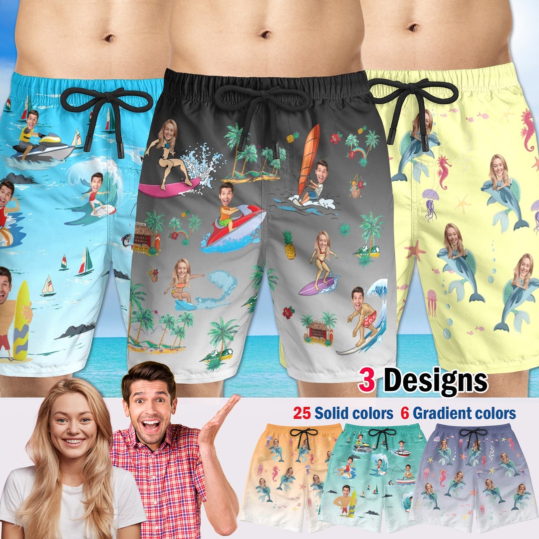 Custom Face Swim Trunks: Personalized Men's Bathing Suit, Vacation ...