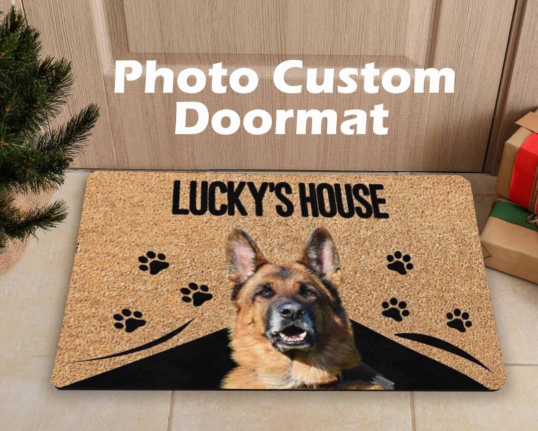 Custom Dog Photo Doormat: Personalized Last Name Welcome Mat - Etsy