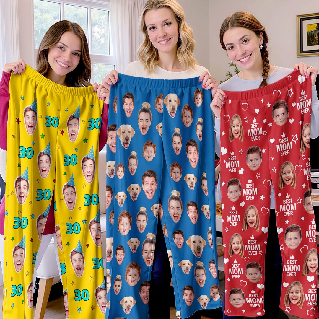 Custom Face Pajama Pants: Personalized Photo Gift, Soft Polyester ...
