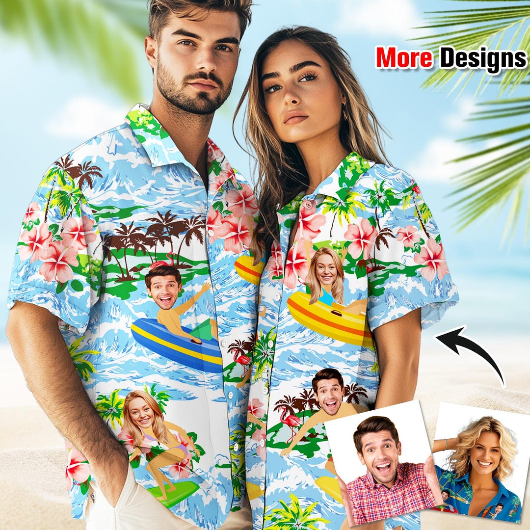 Custom Surfing Face Hawaiian Shirt,personalized Men Women Hawaiian ...