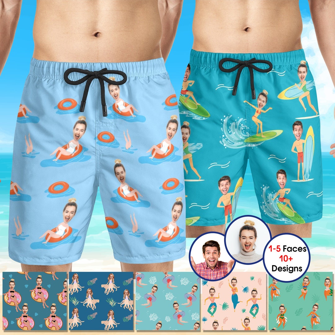 Custom Men Swimsuit With Face, Custom Men Swim Trunks, Personalized ...