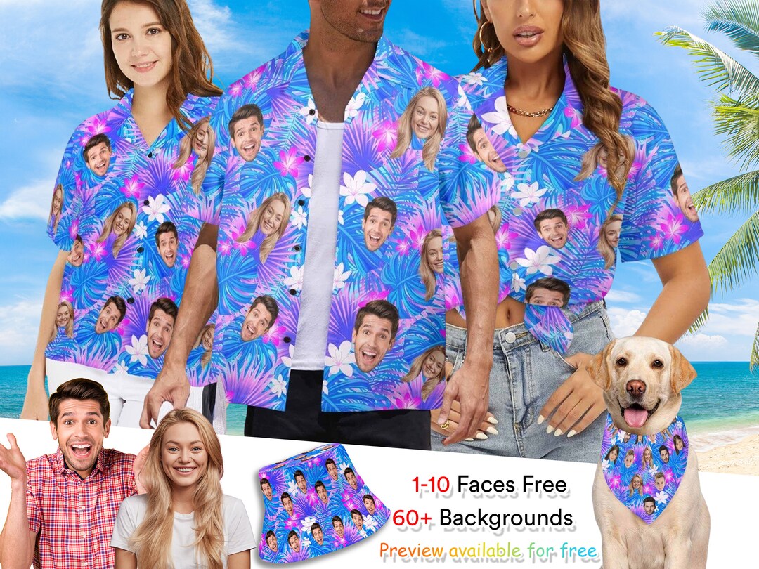 Custom Hawaiian Shirt With Face,custom Hawaiian Bucket Hat,hawaiian ...
