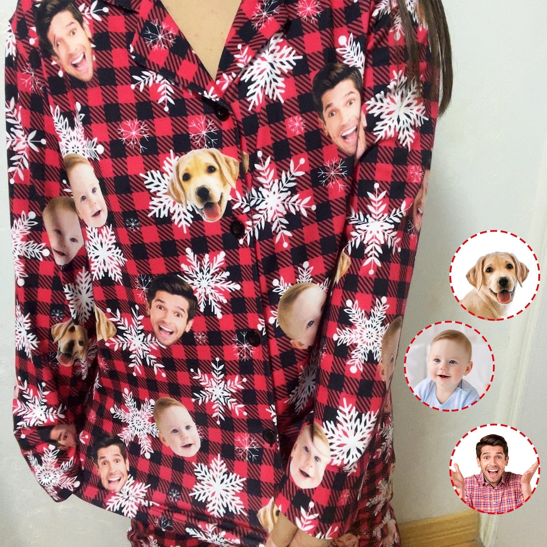 Custom Christmas Pajamas,personalized Face Pajamas,custom Pajamas Set ...