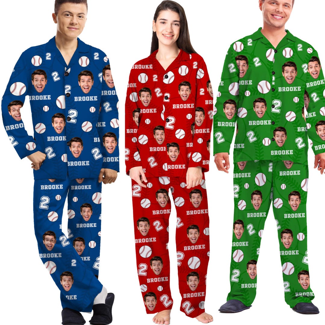 Custom Face and Name Baseball Pajamas,personalized LA Baseball Pajamas ...
