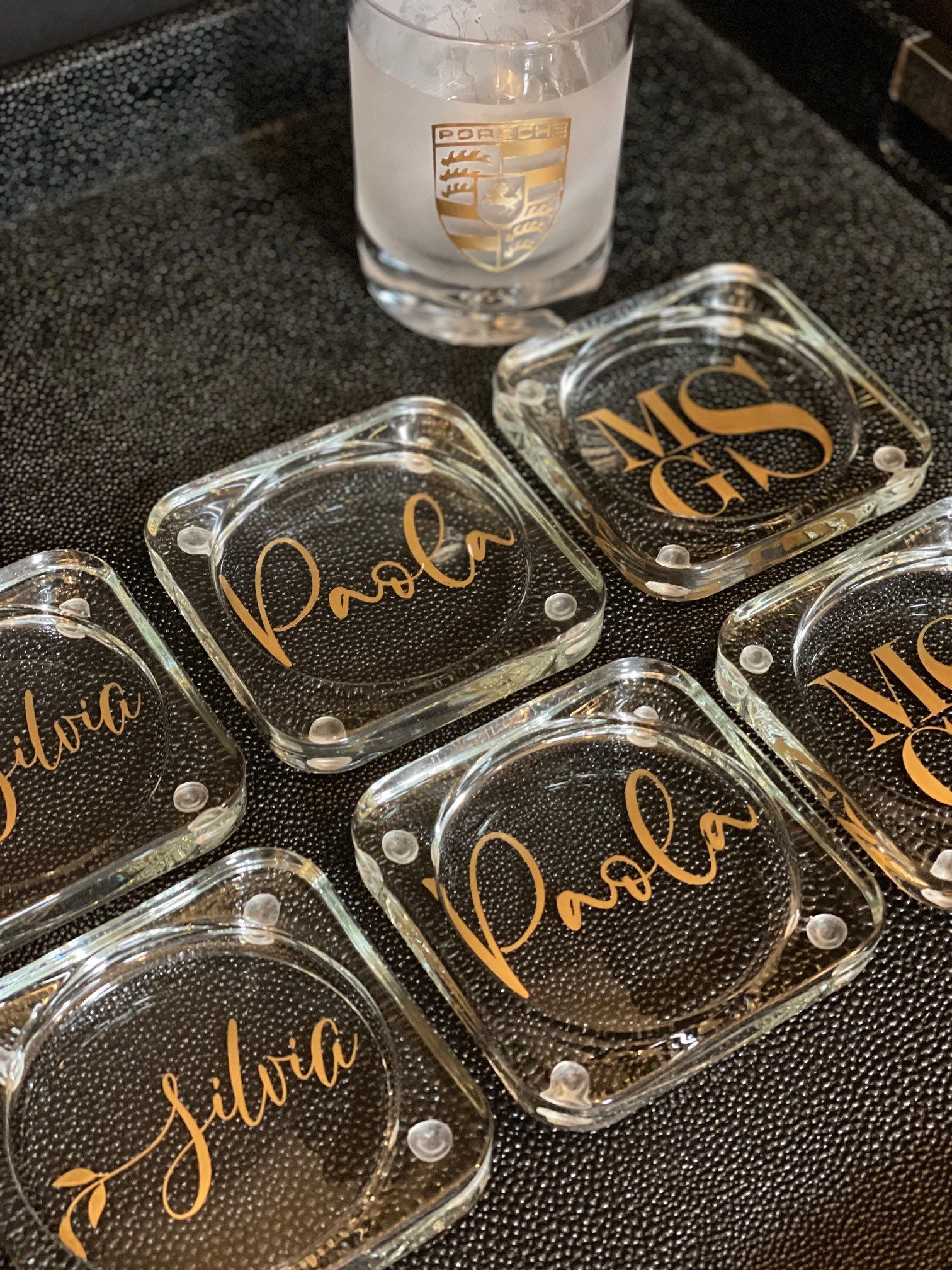 Personalized Coasters, Glass Coaster, Hand Painted Coaster, Gold ...