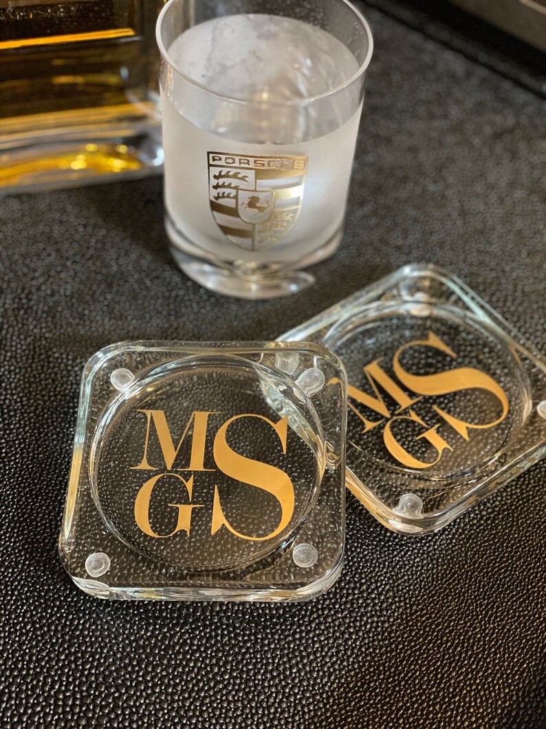 Personalized Coasters, Glass Coaster, Hand Painted Coaster, Gold ...